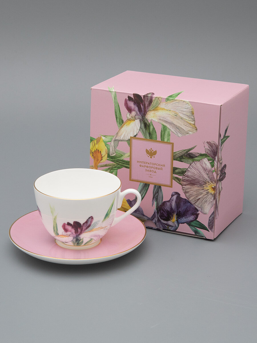 Чайная пара "Роузи", серия L'Art des Fleurs, форма весенняя 2, ИФЗ, костяной фарфор, розовый, 250 мл