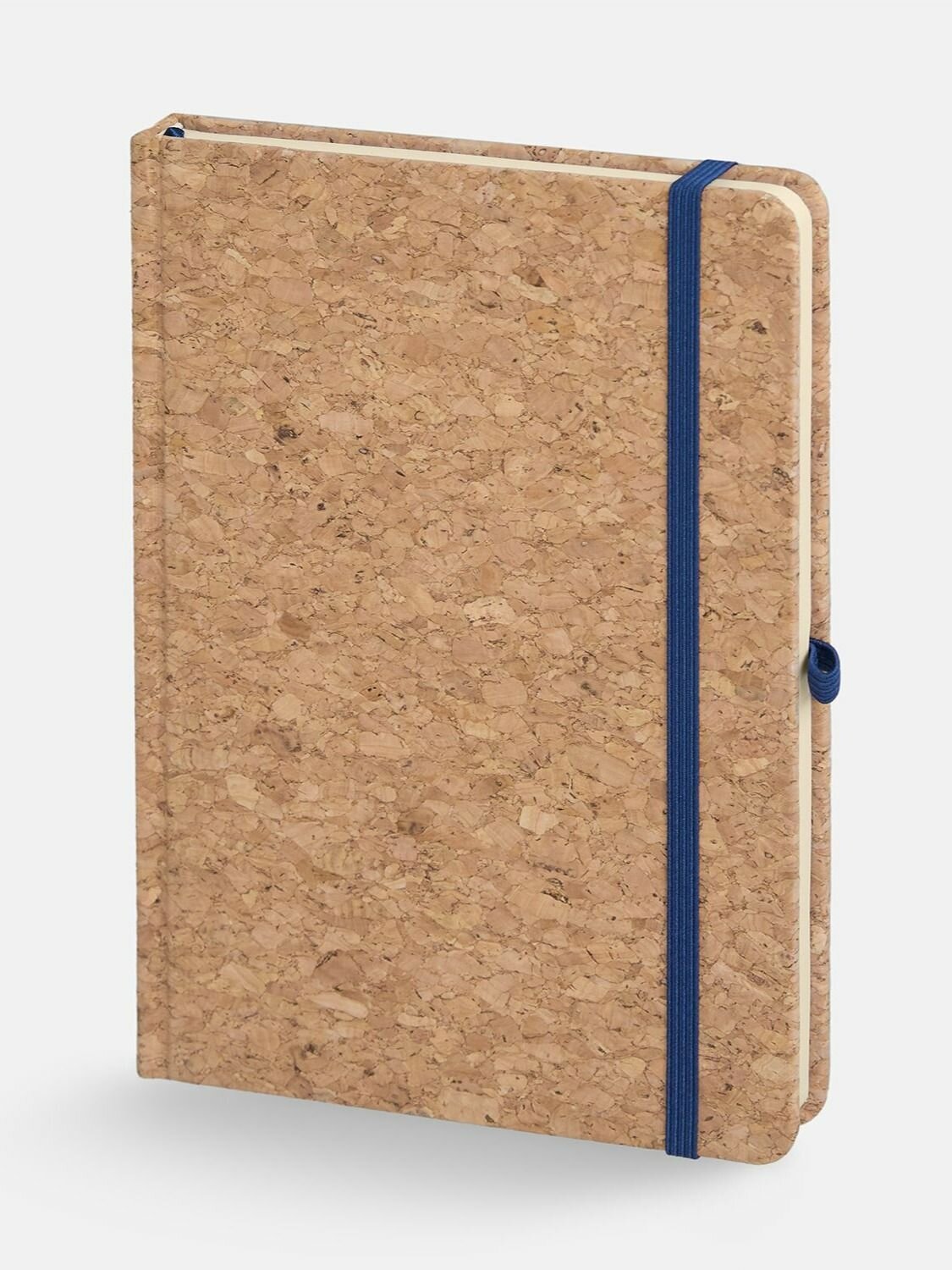 Блокнот для записей А5 на резинке в линейку с петлей для ручки, пробковая обложка, Corkfolio, неокрашенный с синим