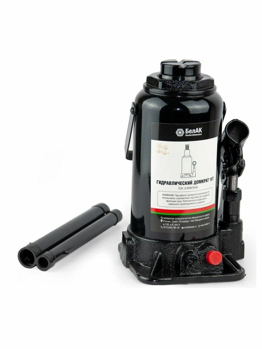 Домкрат бутылочный 16 тонн (TUV, 2 клапана) "БелАК" БАК00035