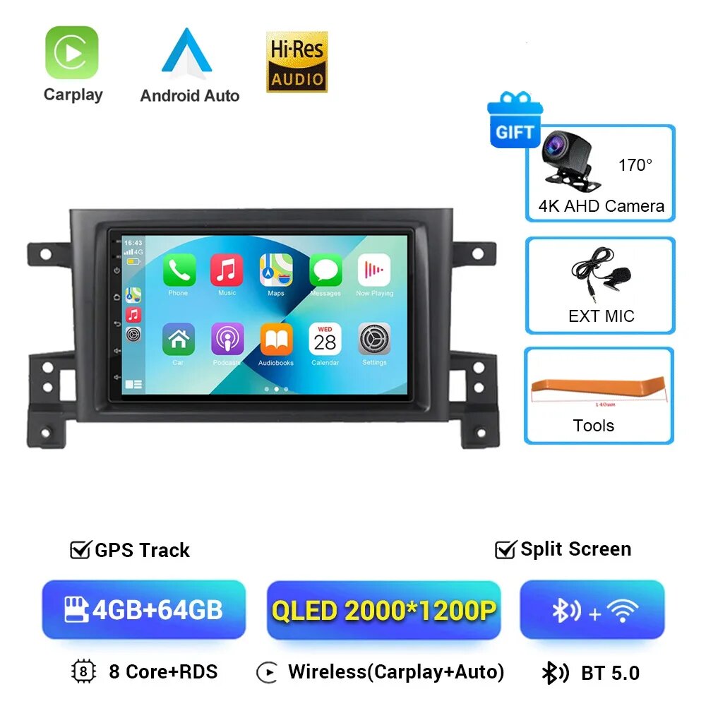Автомобильный радиоприемник 2din Android 16 для Suzuki Grand Vitara 3 2005-2010 2011-2015, автомобильный радиоприемник, мультимедийный плеер, GPS Carplay Androidauto WIFI 4G-64G CAM