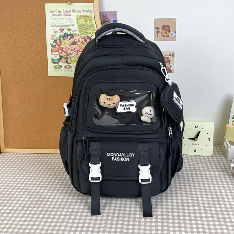 Рюкзак, для школьников, японский стиль, черный, 2025