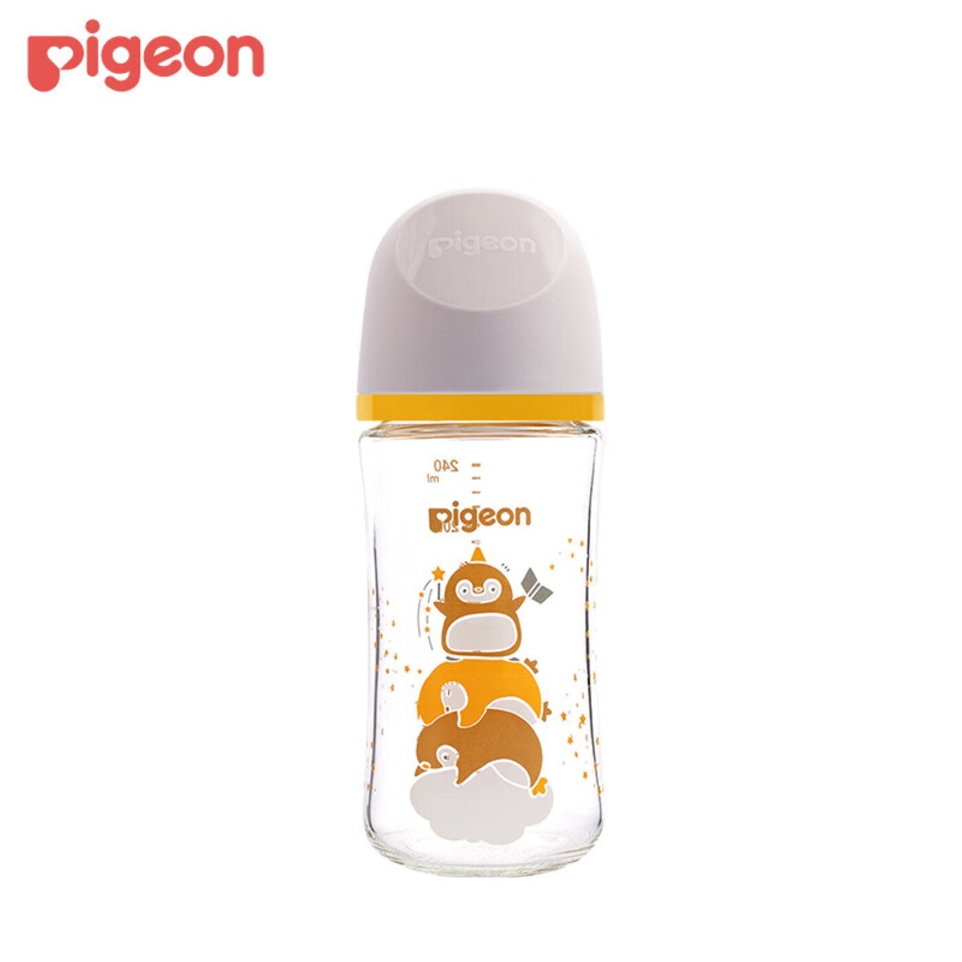 Pigeon Бутылочка для кормления SofTouch Peristaltic Plus 3+ мес, 240 мл, премиальное стекло，Число M