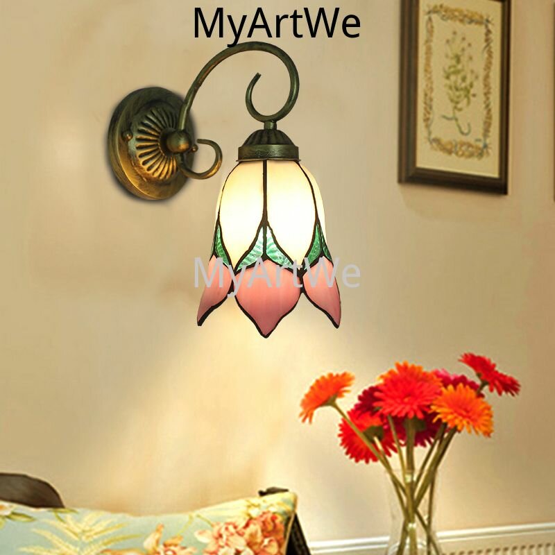 Бра MyArtWe M100W Стеклянный настенный светильник от Тиффани Абажур из цветного стекла