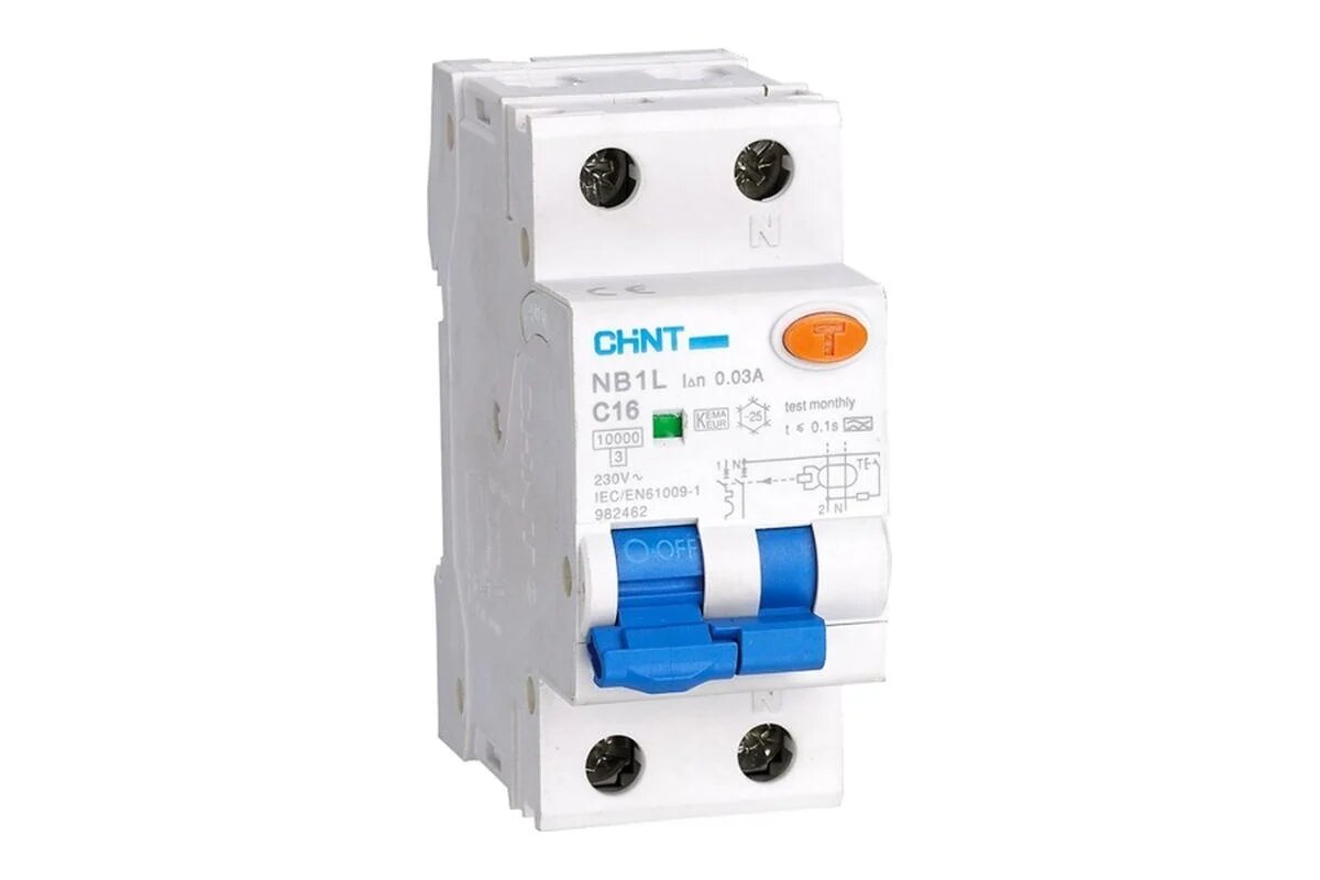 CHINT Выключатель дифференциального тока 1п+N 16A 30мА тип A NB1L 36мм 6кА