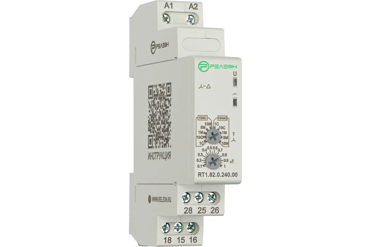 Релеон Реле времени звезда-треугольник, 1 перекидной контакт 10А, 24-240 VAC/DC, RT182024000