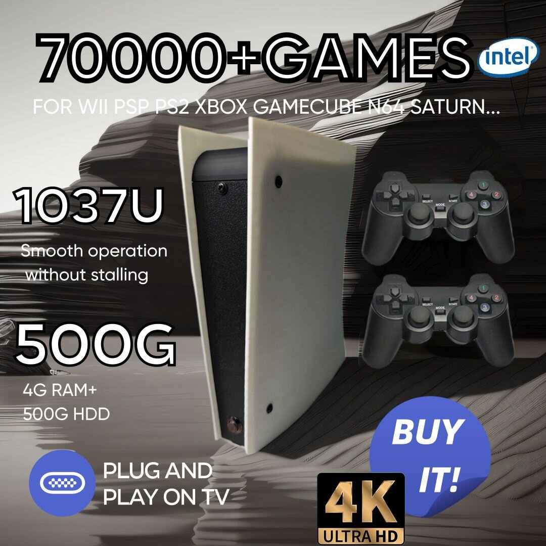 X5 ретро игровая консоль 500G встроенный 70000+игр 4K выход 60+эмулятор для XBOX WII