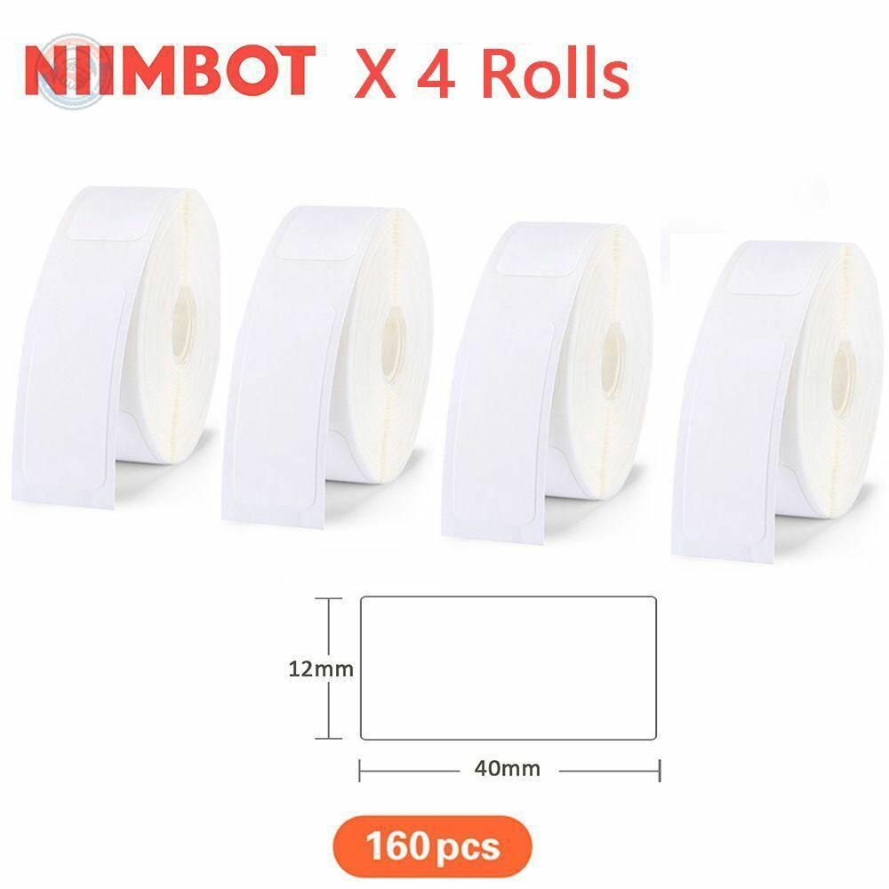 Термоэтикетки для принтера Niimbot D11 D110 H1 H1S белые 12x40 мм водостойкие глянцевые упаковка 4 шт