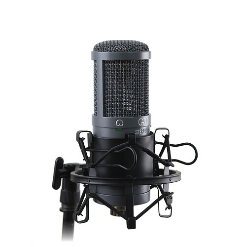 AuraSonics AD22S Stereo стерео микрофон студийный, 2 капсюля 22 мм золото 6 микрон, кардиоидные, XY-запись, ASMR-запись, крепление паук, поролоновая ветрозащита