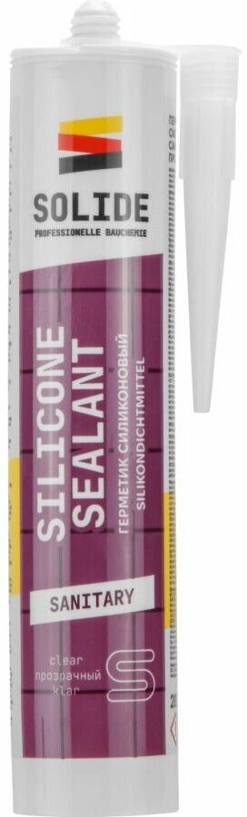 Герметик силиконовый SOLIDE санитарный прозрачный 280 мл (SL-65302-1)