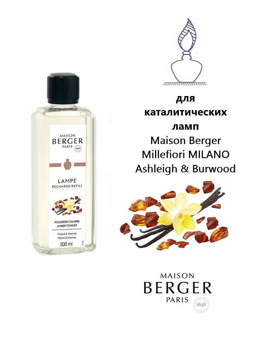 Аромат для каталитических ламп Maison Berger, Millefiori Milano, Ashleigh & Burwood "Янтарная пудра"(AMBER POWDER), 500мл