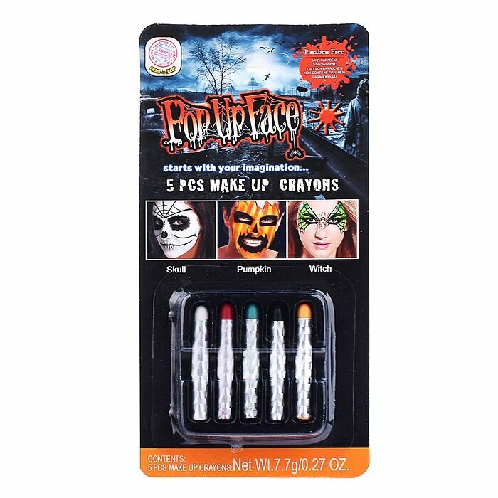 Набор для грима Oubaoloon "Красочный грим" на листе, цветные карандаши 5 цветов