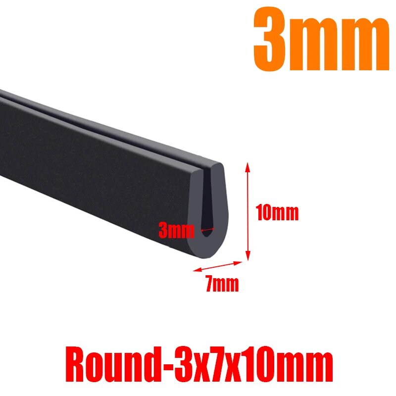 Черная резиновая уплотнительная лента U-образная 1 метр Round-3x7x10mm