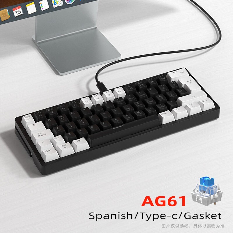 Русская проводная механическая клавиатура Ag61 E-Sports, конструкция прокладки горячей замены, компьютерная офисная игровая немой клавиатура