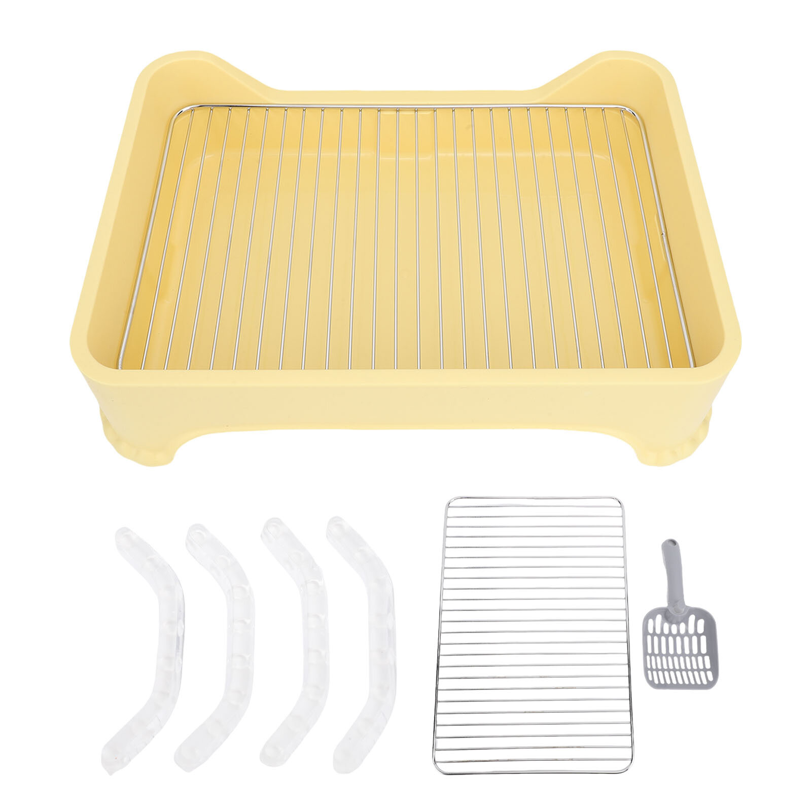 Подставка для туалета для собак с держателем для пеленки и решеткой из нержавеющей стали, сетчатый тренировочный туалет для щенков маленьких и средних пород, желтый.