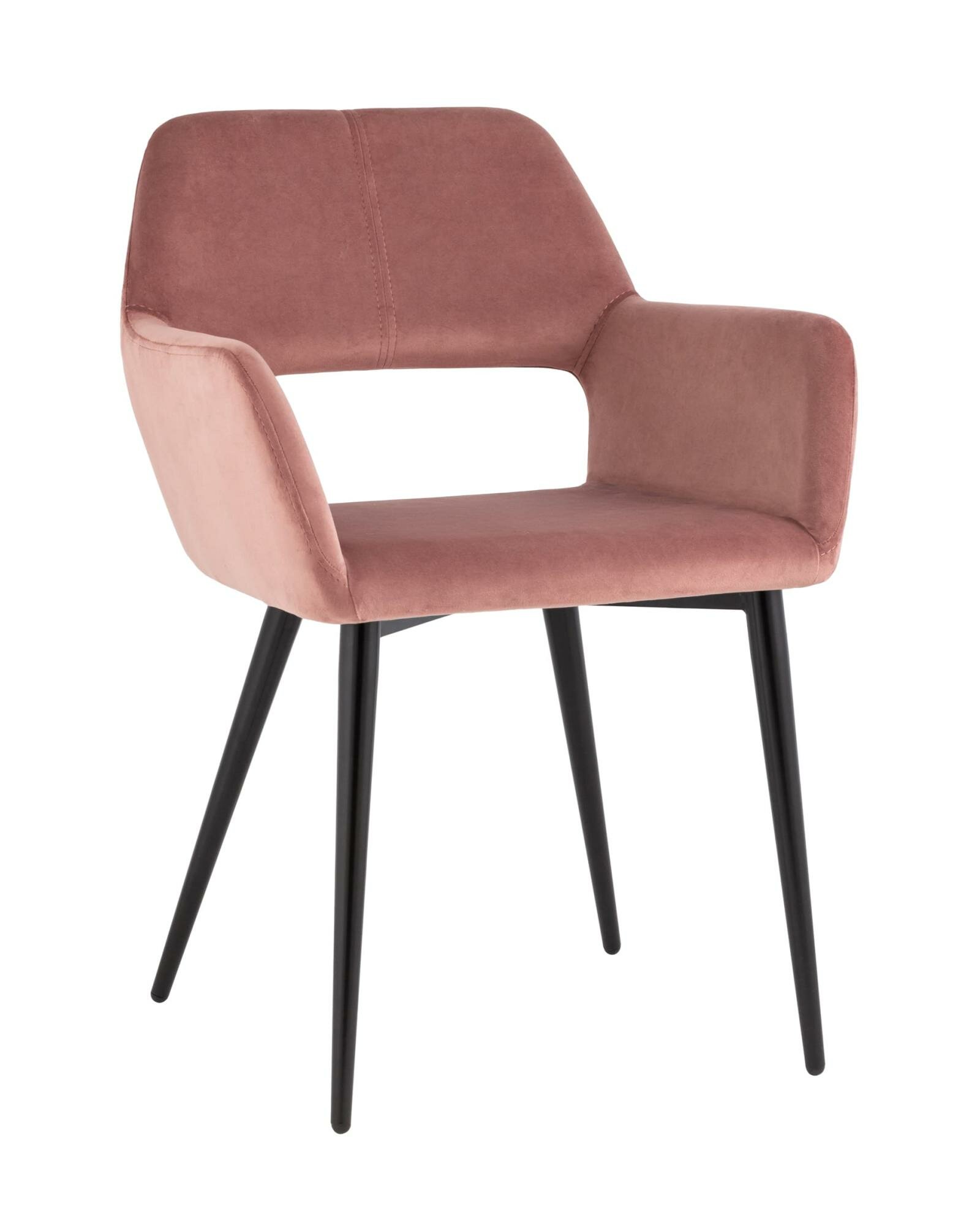 Стул Денди STOOL GROUP розовый, черный, велюр, металл, мягкое сиденье, с подлокотниками