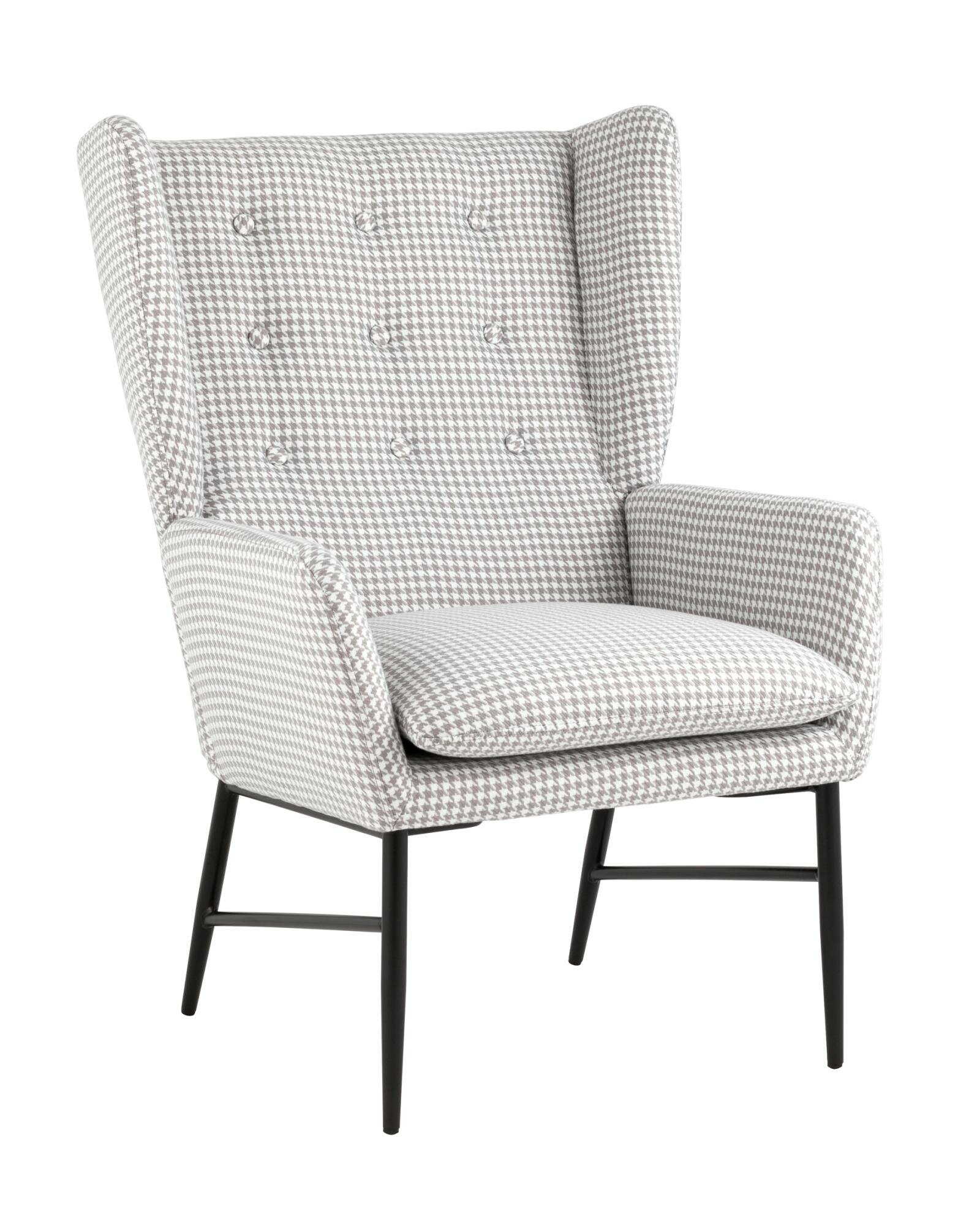 Кресло Мэйден STOOL GROUP серый, черный, ткань, дерево, мягкое сиденье, с подлокотниками