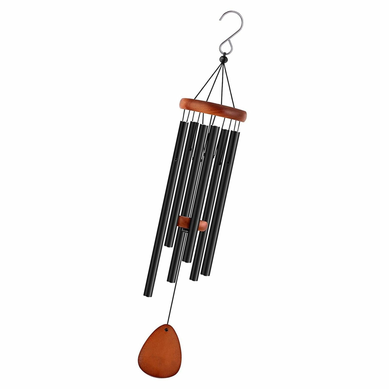 Элегантные черные алюминиевые колокольчики 68 см для декора на открытом воздухе с успокаивающим звучанием