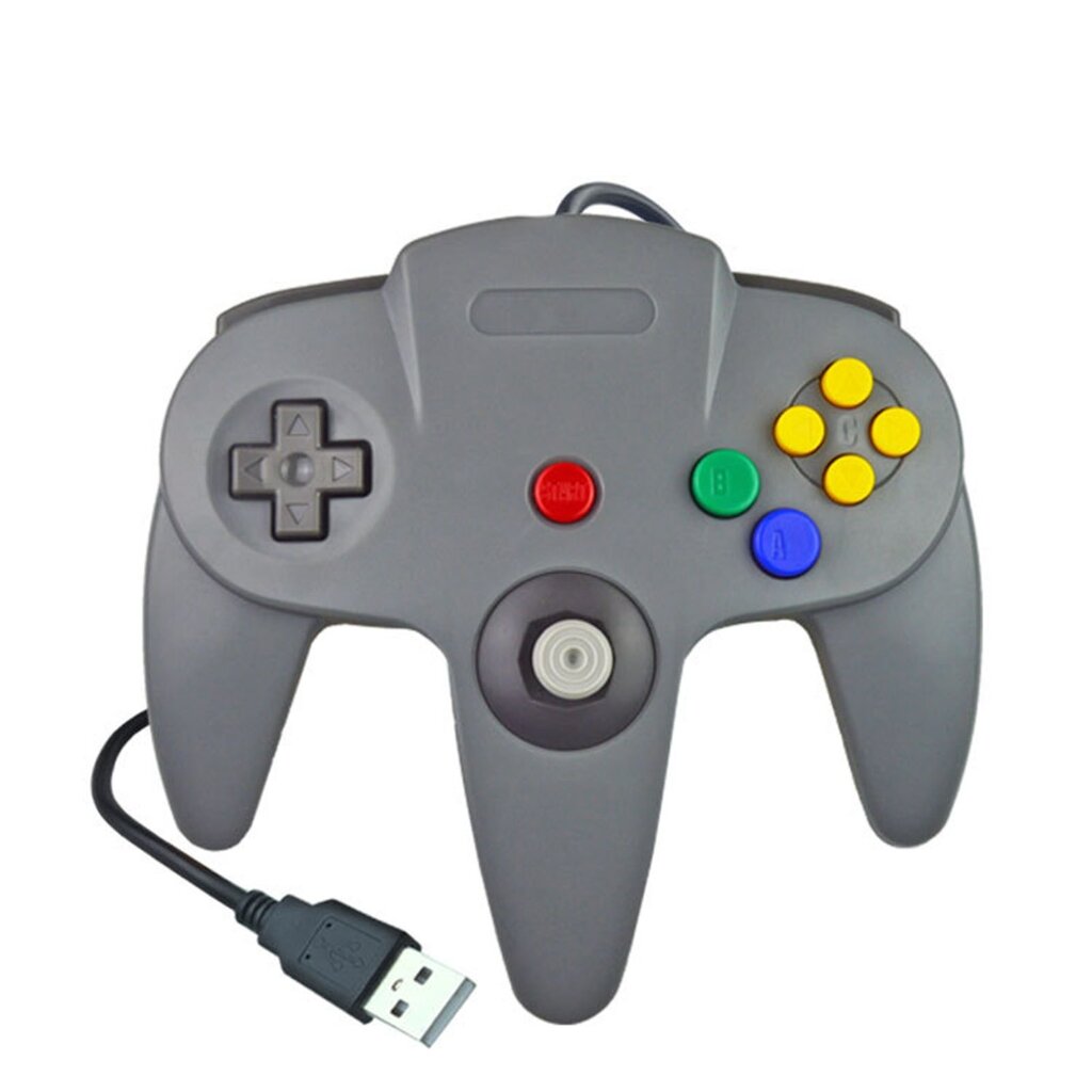 Проводной джойстик Nintendo gamepad N64 с интерфейсом USB, серый