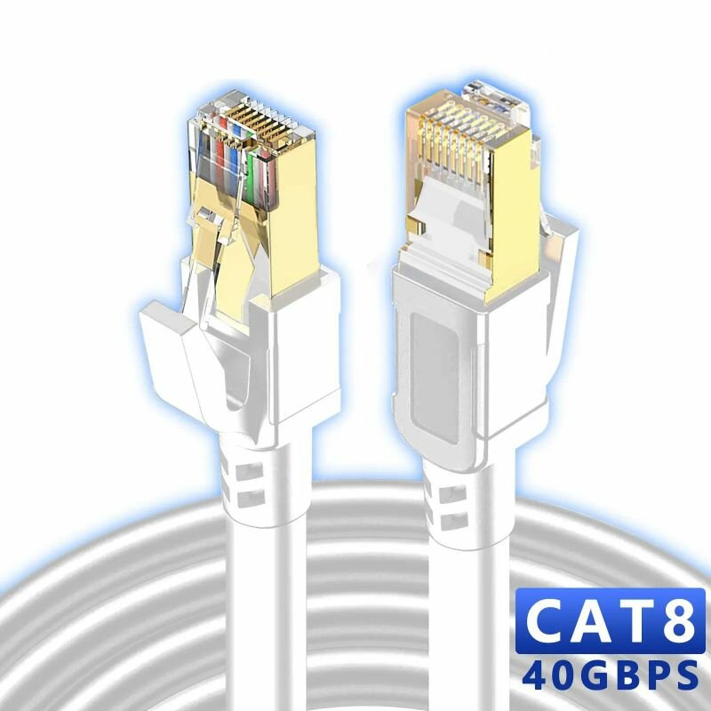 Кабель Ethernet Cat 8, 40 Гбит/с, 2000 МГц, RJ45 SFTP, высокоскоростной сетевой интернет-патч-корд для ноутбуков, маршрутизатор PS5, кабель Ethernet Cat 8