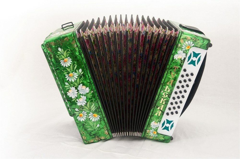 Тульская Гармонь G-21-C-GR Гармонь Тульская-301М 25х25-III с двумя ремнями, зеленая