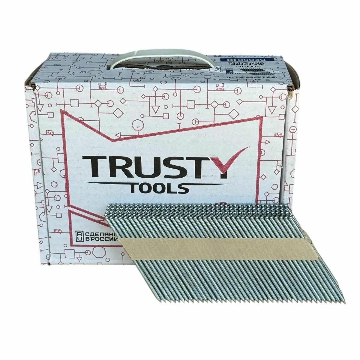 Гвоздь реечный 34 градуса 90 мм ершёный оцинкованный (2000 шт) Trusty-Tools