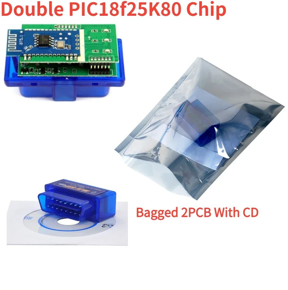 Двойной чип PIC18f25K80 ELM327 V1.5 OBD2 сканер Bluetooth