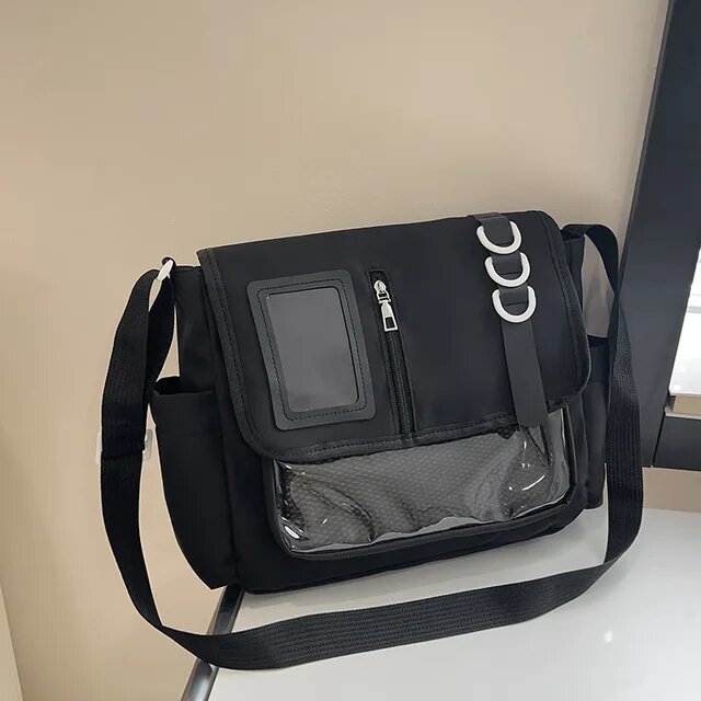 Сумка Ita с японским аниме и карманом для значков персонажей, сумка через плечо Harajuku Otaku, школьная сумка-тоут для девочек 2000 года