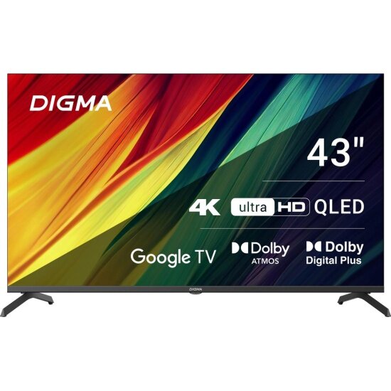 Телевизор Digma DM-LED43UQB31, QLED, Google TV, 4K Ultra HD, черный