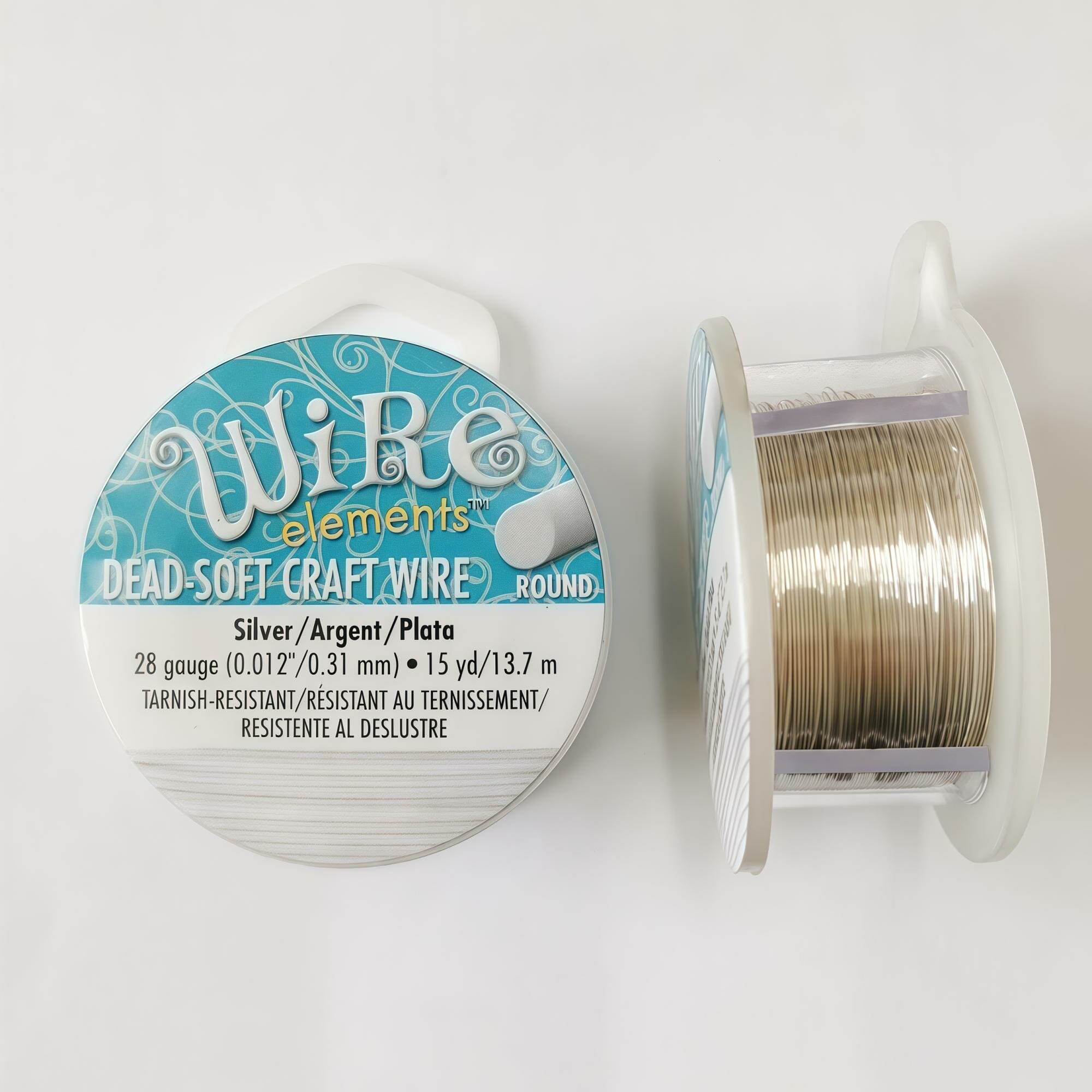 Проволока гибкая, 0.321мм, Wire elements (Craft Wire), не темнеющая, серебристого цвета, катушка, 13.7 метра