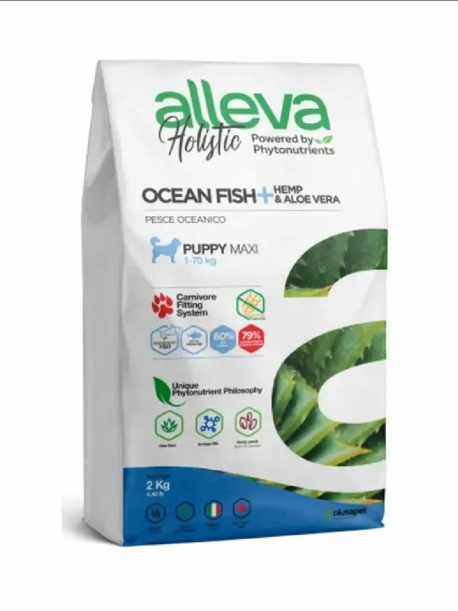 ALLEVA HOLISTIC сухой корм для щенков и юниоров с океанической рыбой, Макси 2 кг