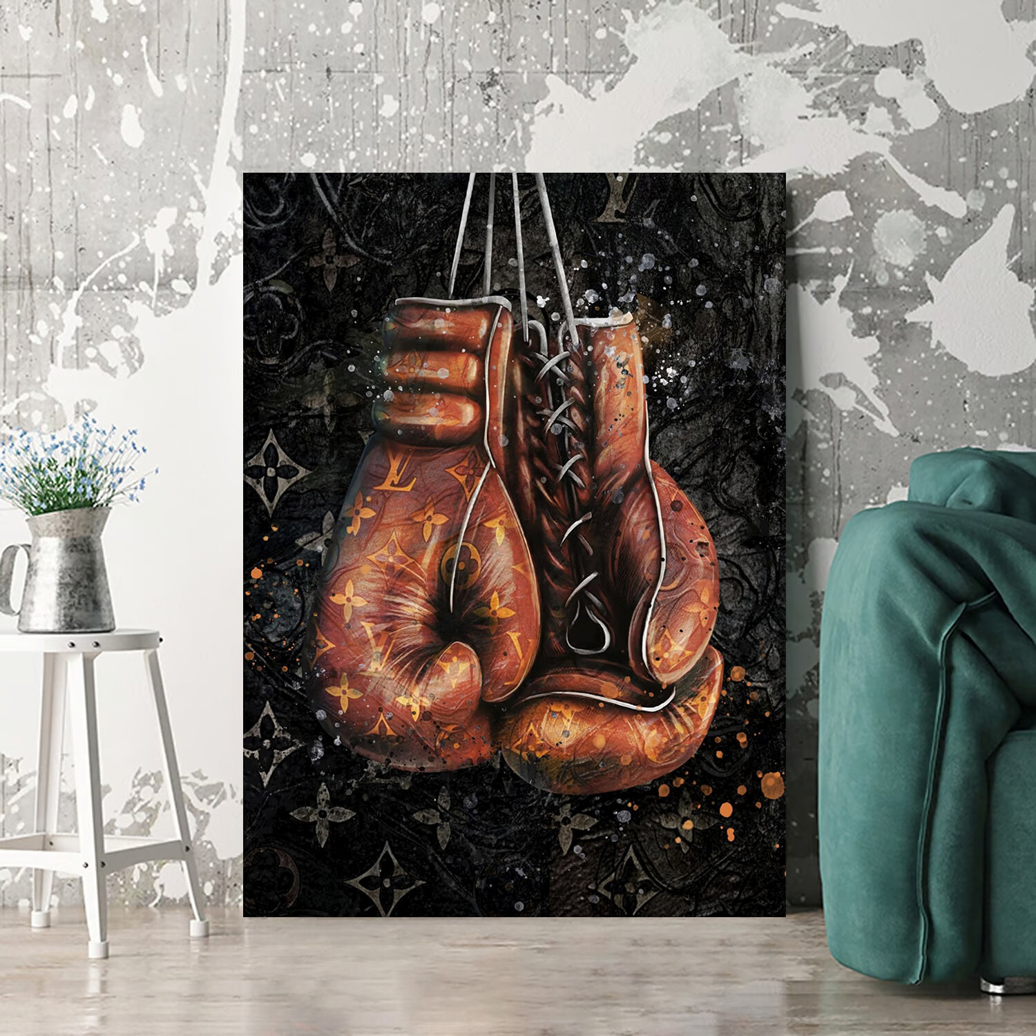 Картина интерьерная на стену - "Боксерские перчатки, бокс", 50х70 см.