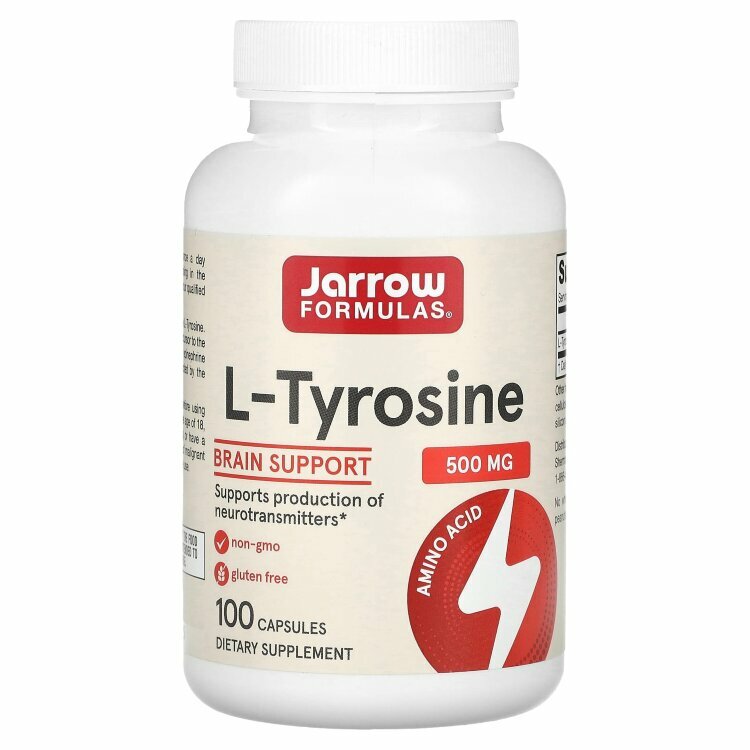 БАД Тирозин, L Tyrosine 500 мг, Jarrow Formulas L-Tyrosine 500 mg 100 капс (капсулы массой 728 мг)