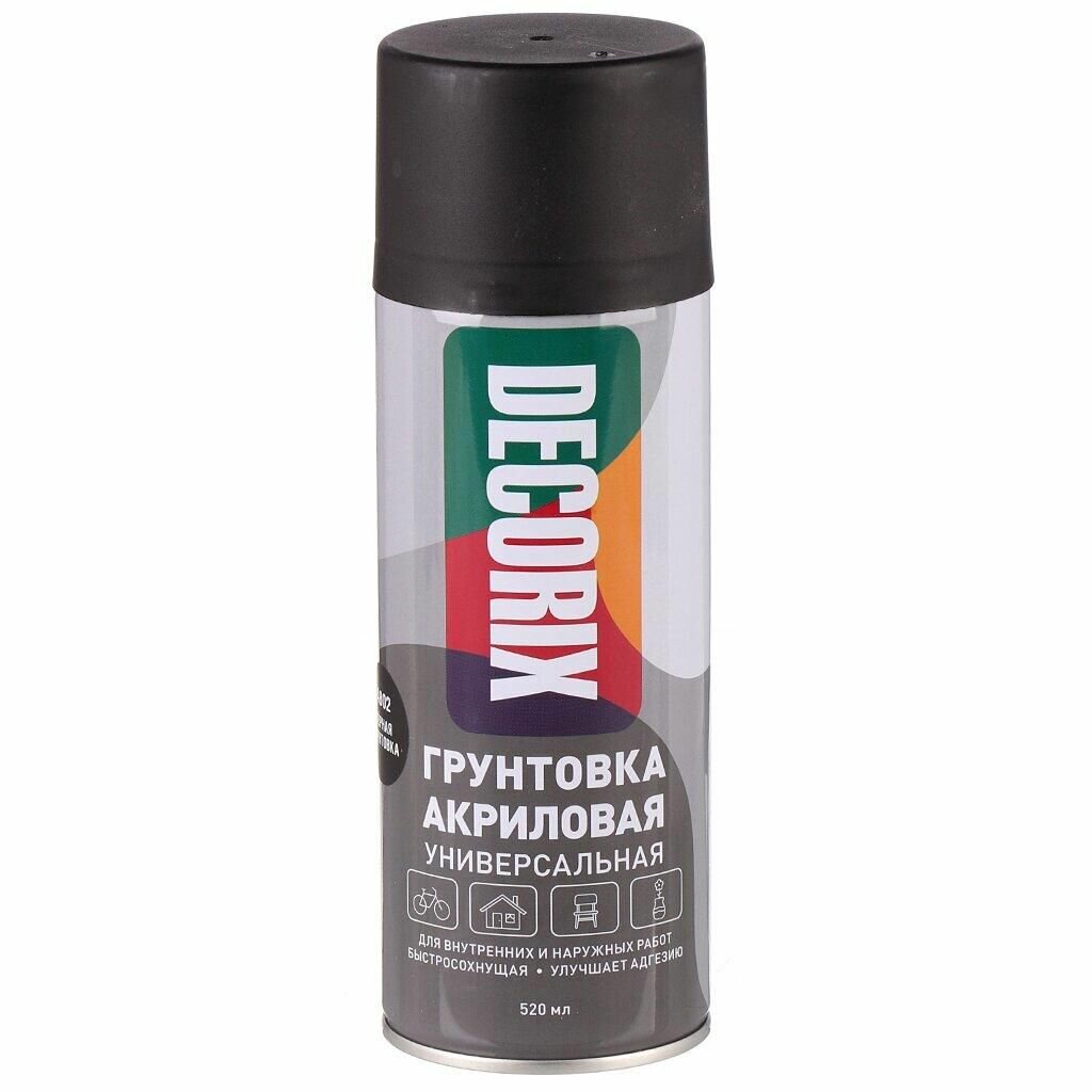 Грунтовка DECORIX аэрозоль, акрил, черная, 0,52 л, A02