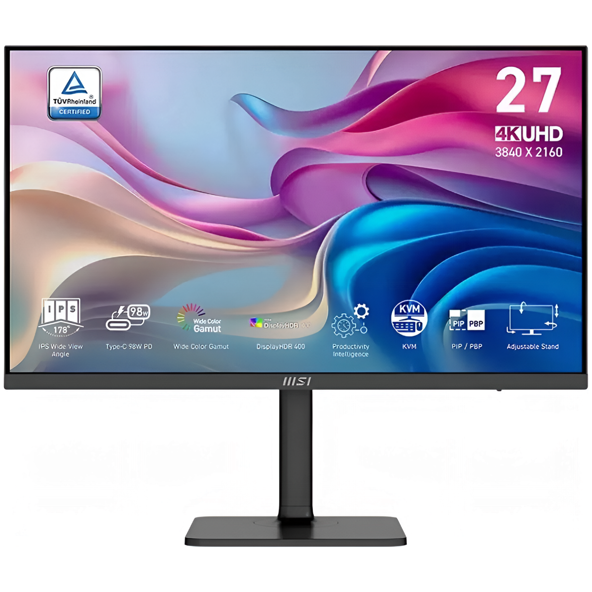 Монитор MSI Modern MD272UPHG 27" UHD(3840x2160) IPS Flat, HDR 400, 2xHDMI, DP, USB Type-C, 60Hz, черный