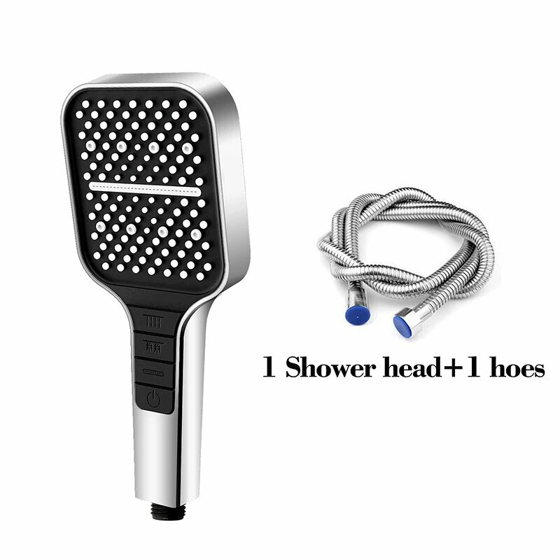 Новый Регулируемый душевой кран SquarBlack, 7 режимов, большая панель, душ с дождевой кожей, ABS, ручной душ, аксессуары для ванной комнаты, Silvery B