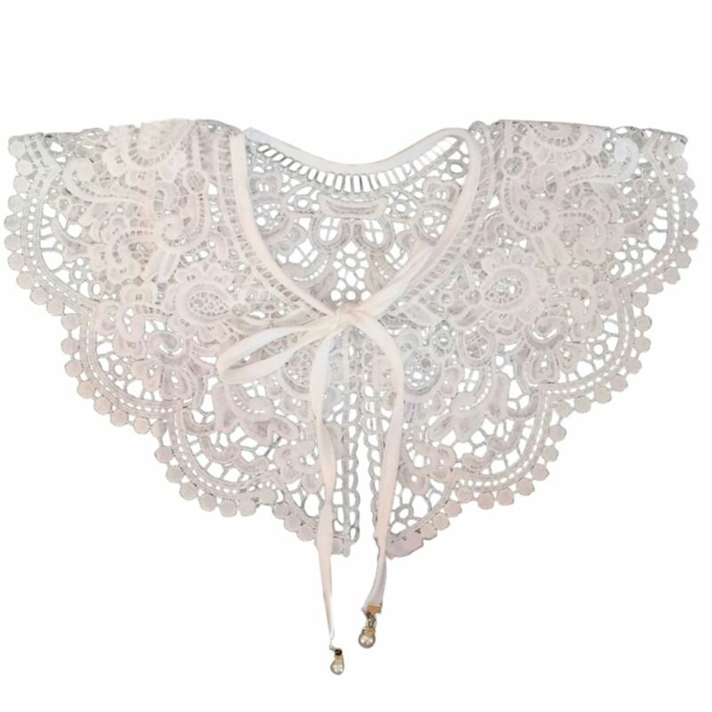 Кружевной универсальный полый искусственный воротник-белый стиль на шнуровке