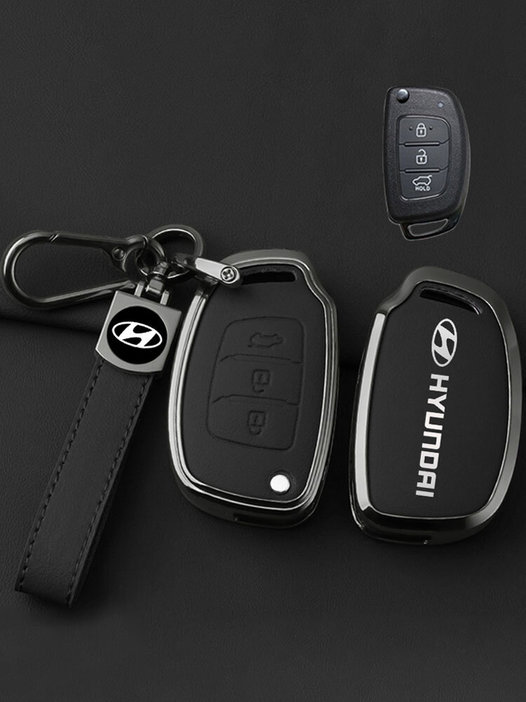 Кожаный чехол для ключа автомобиля для Хюндай Hyundai ix25 ix35 i10 i20 Solaris Tucson Sonata Santa Sport Elantra Creta Verna 2015 2016 2017 2018,3 кнопки, ZH