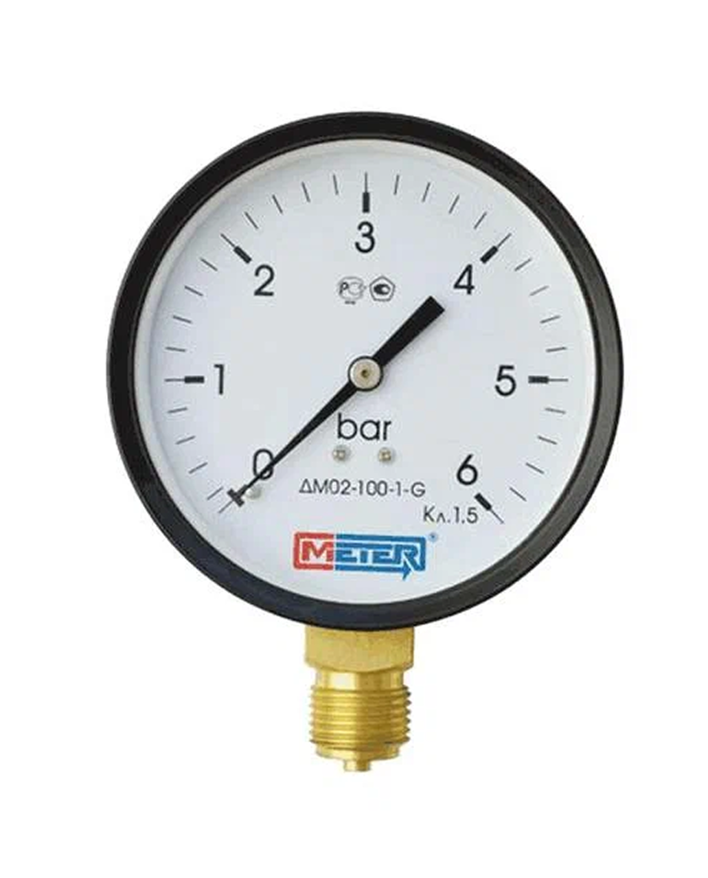 Манометр ДМ02-100 радиальный Дк100мм 0-60 кгс/см2 кл.1,5 М20х1,5 Метер