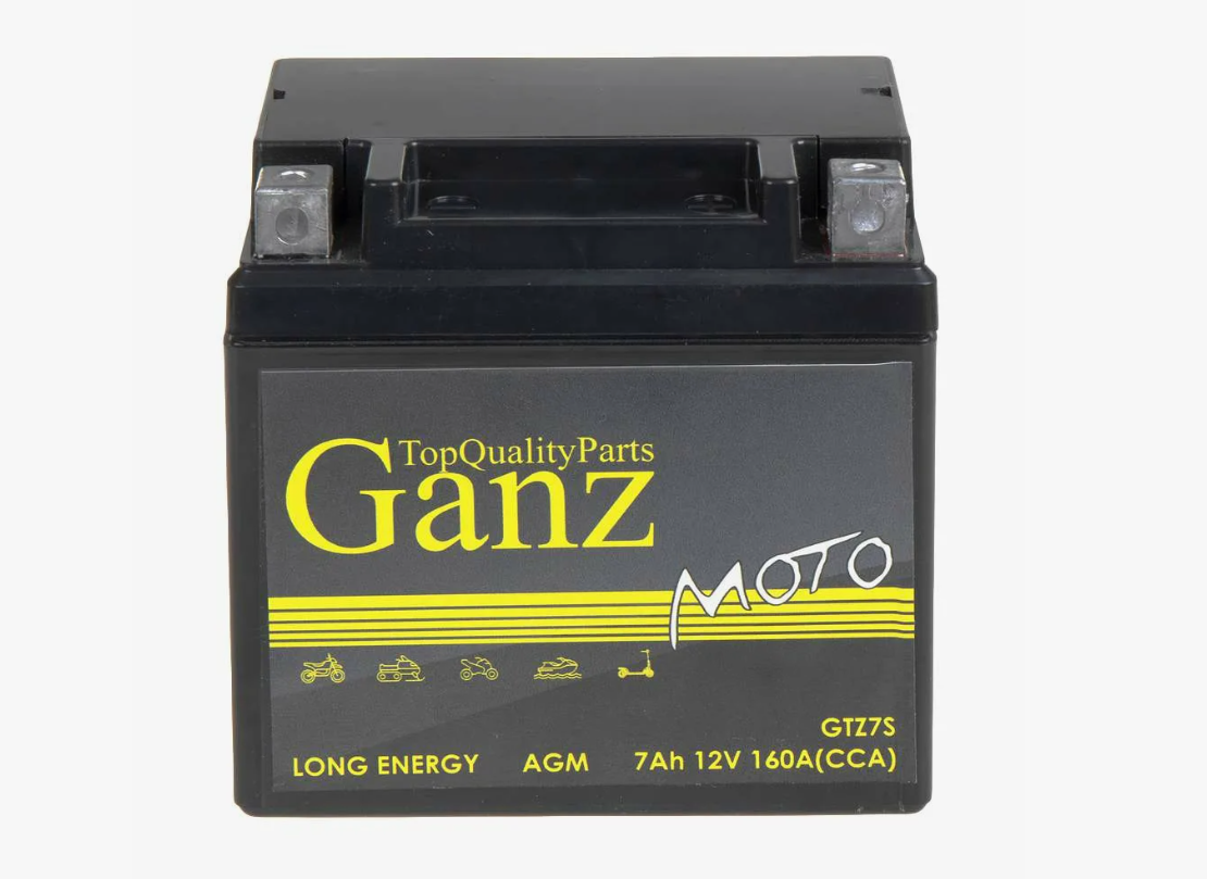 Аккумулятор ganz мото agm 7 а/ч обратный r+ 114x70x108 мото en 160 а