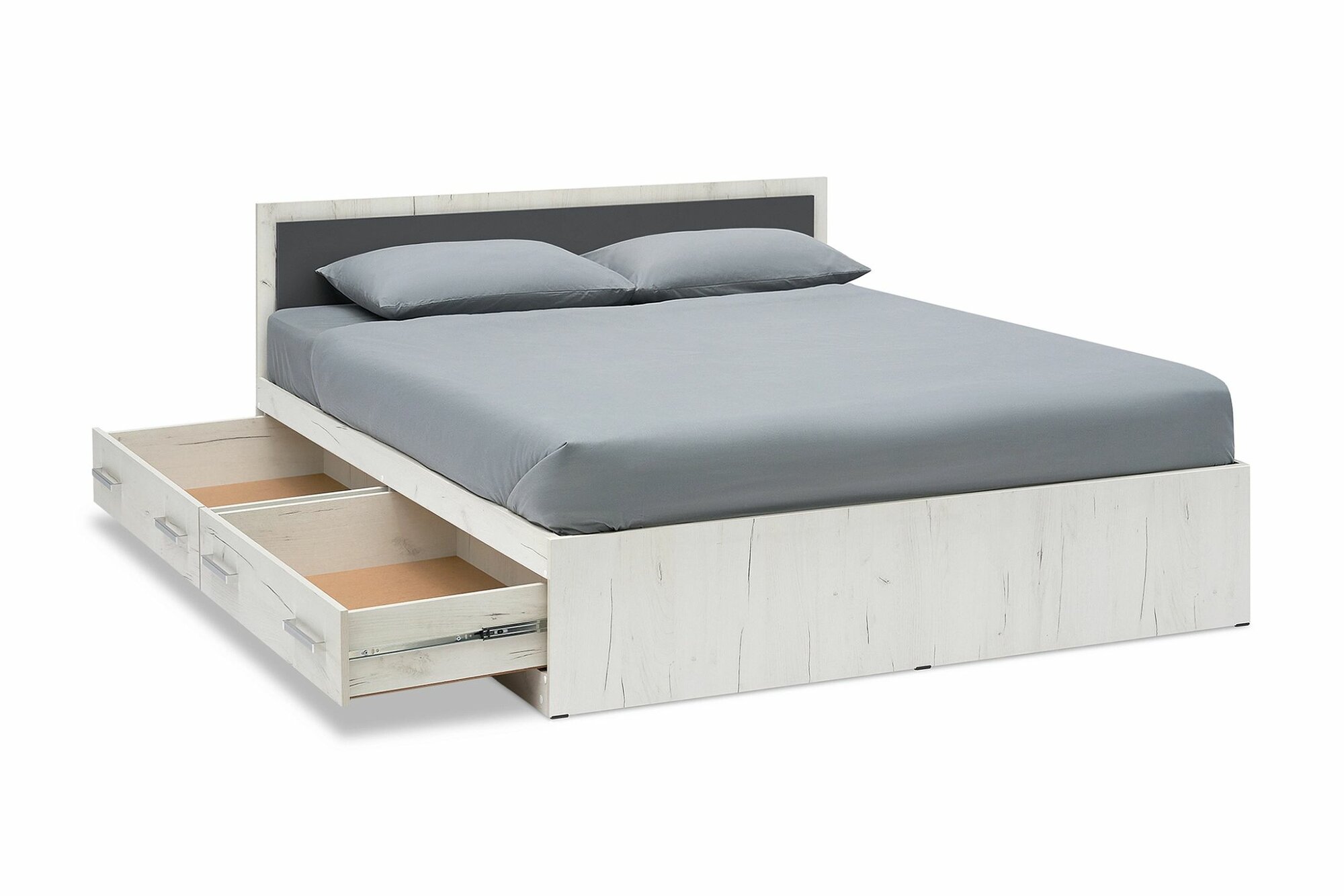 Кровать с ящиками Фиеста New 1.6 м дуб крафт белый / графит