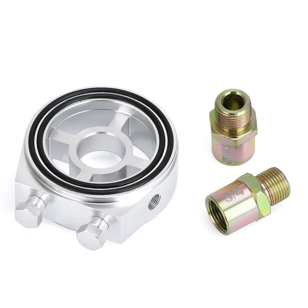 Адаптер сэндвич-пластины охладителя масляного фильтра M20 * 1,5 и 3/4-16 Универсальный масляный адаптер для деталей модификации гоночного счетчика автомобиля Silver