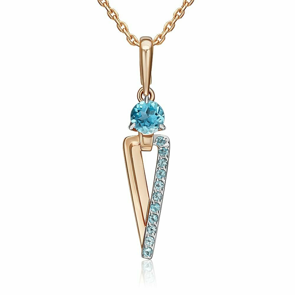 Подвеска, красное золото, 585 проба, топаз