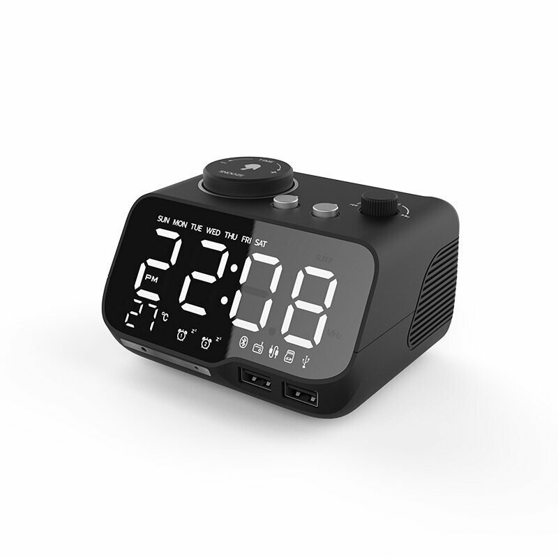 Радио-будильник "Аудио-часы", Bluetooth, USB, черный