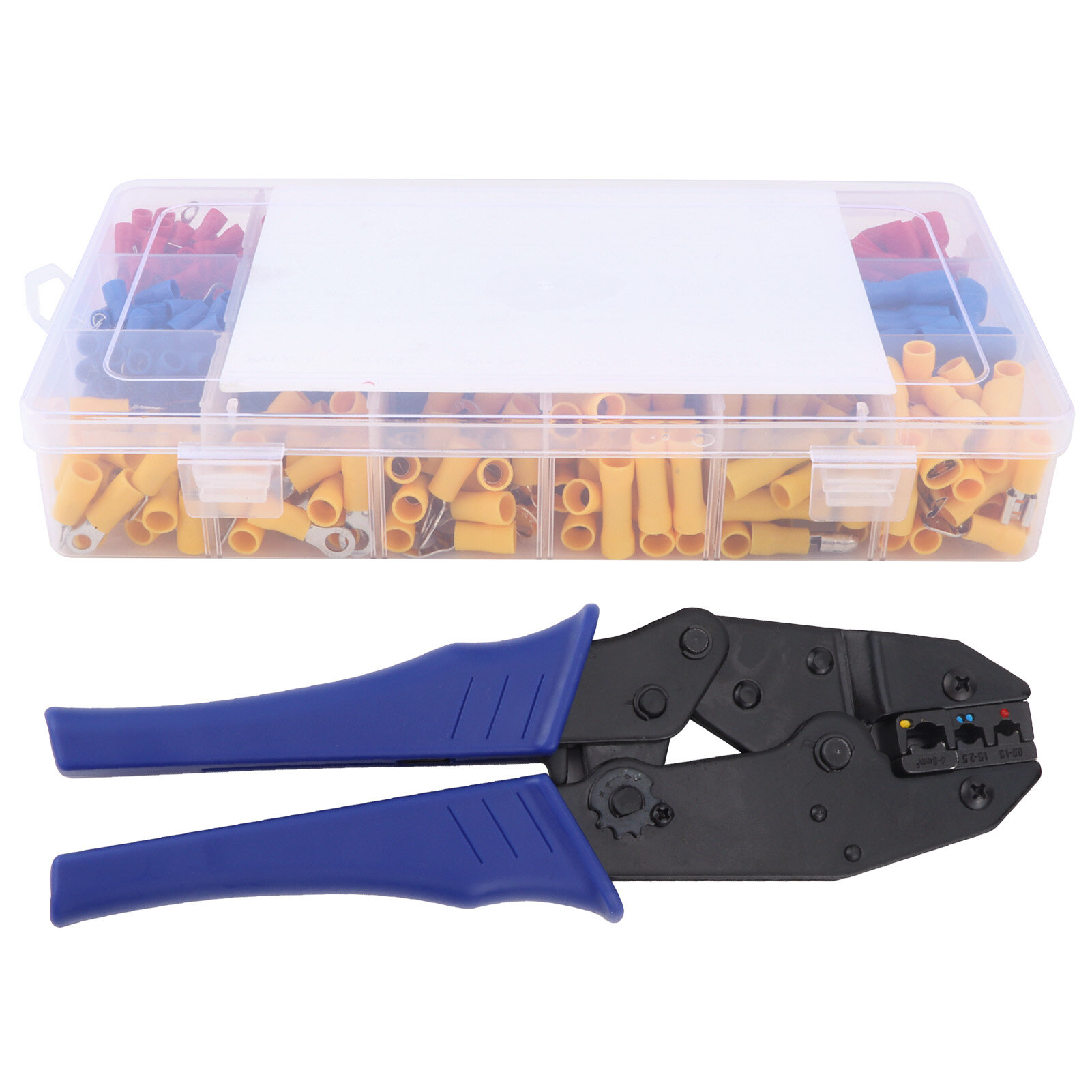 Комплект из 300 соединителей проводов с обжимными клещами разных размеров для ремонта и установки электропроводки автомобилей и судов