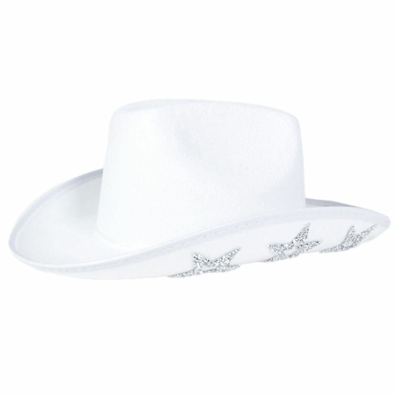 Ковбойская шляпа с полой пятиконечной звездой-белый