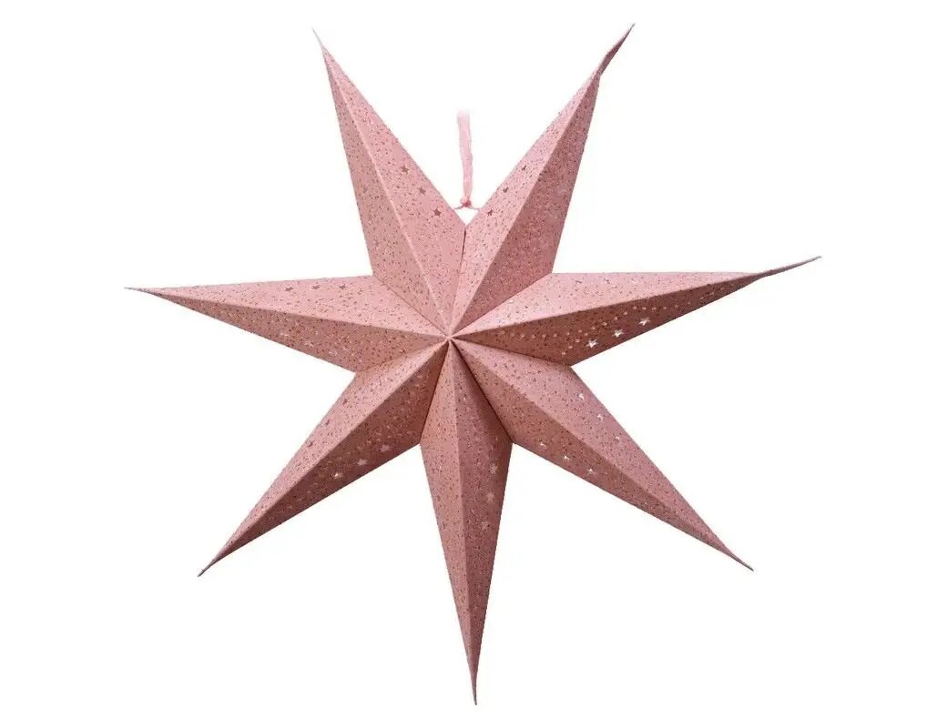 Подвесная звезда плафон SOFT MAGIC, хлопковая бумага, нежно-розовая, 60 см, патрон Е14, Kaemingk