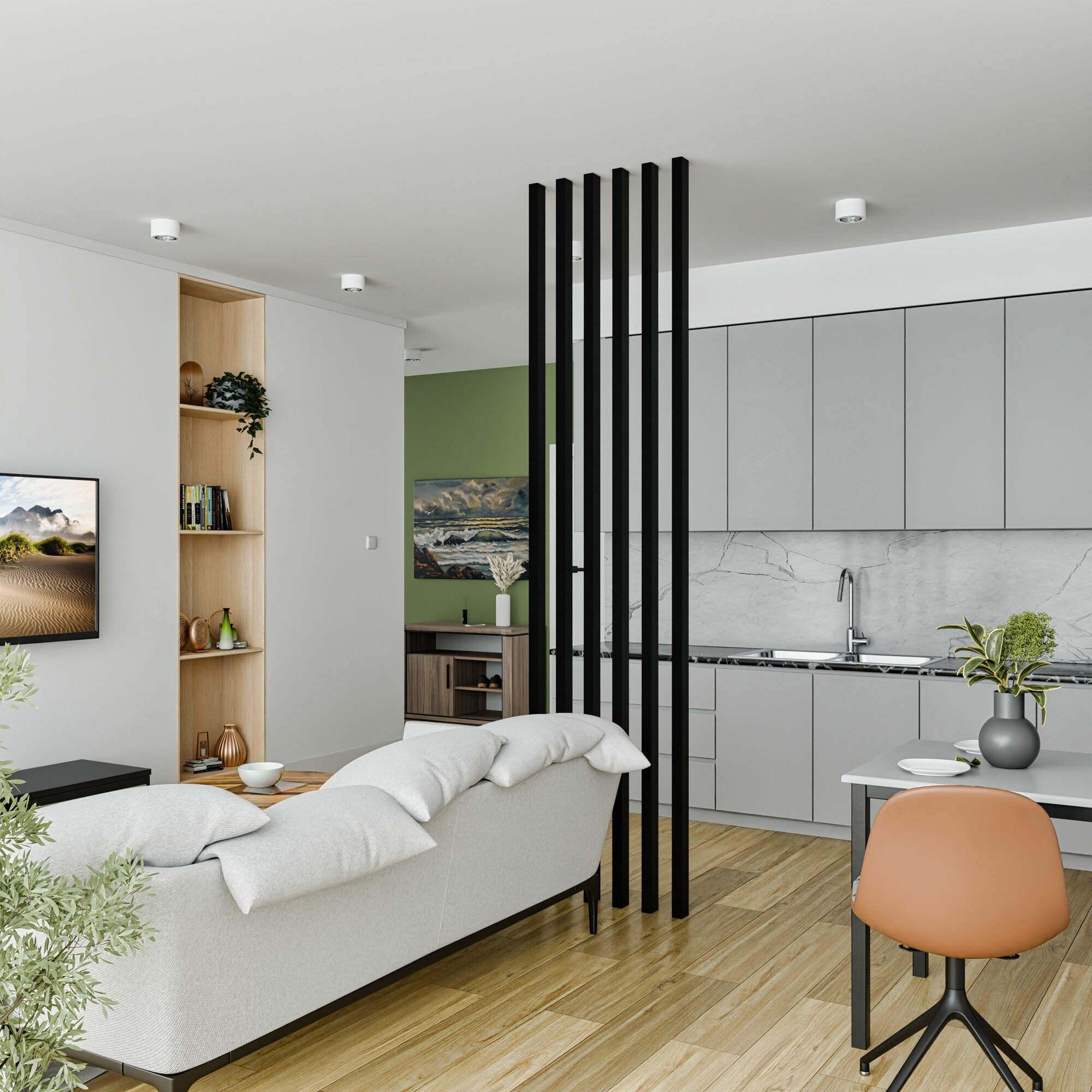 Перегородка из реек отдельностоящие 40х60 мм, ширина 628 мм, черные