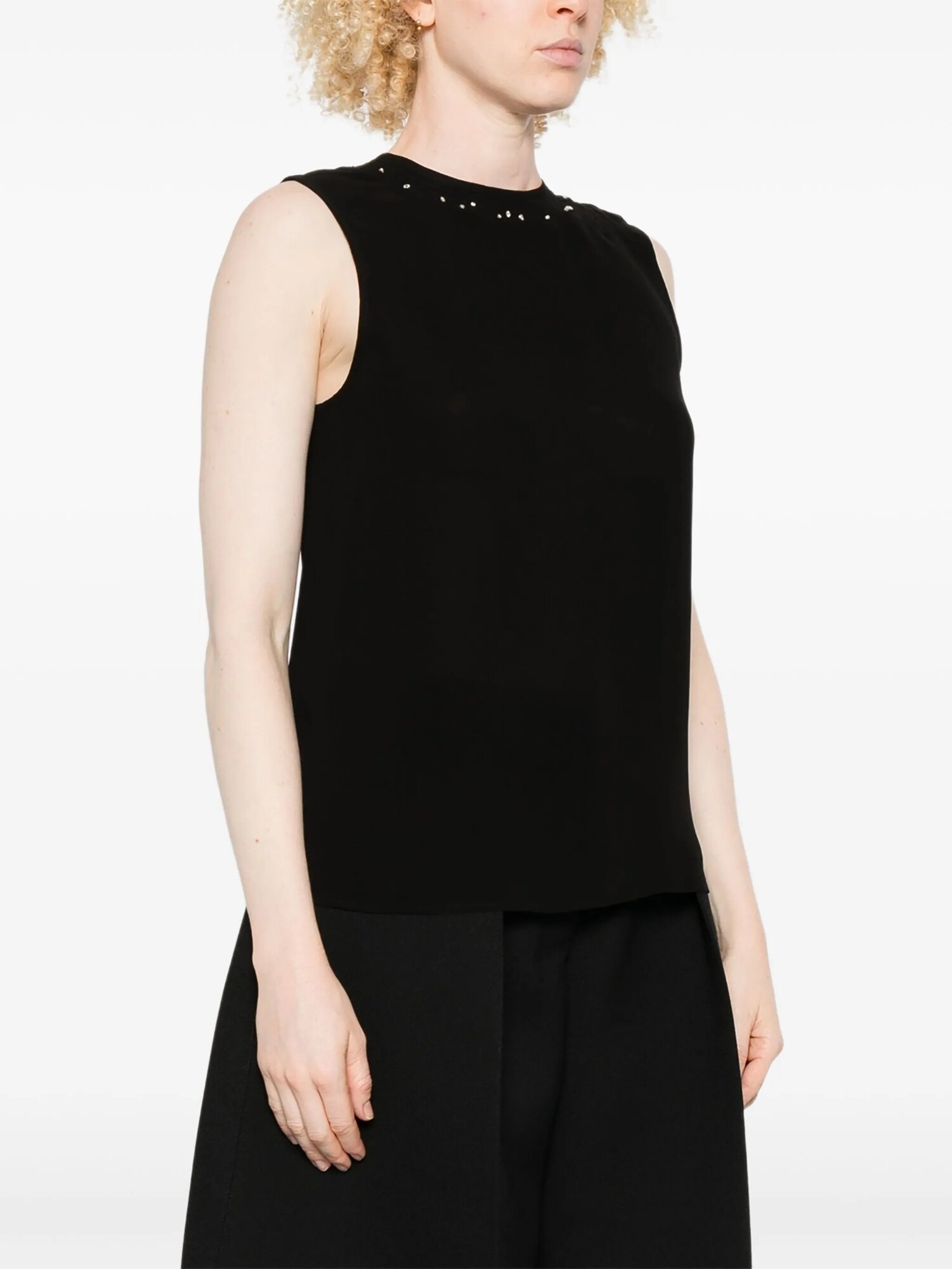 Топ Forte Forte Embellished sleeveless top, размер 42, black/black — фото 1