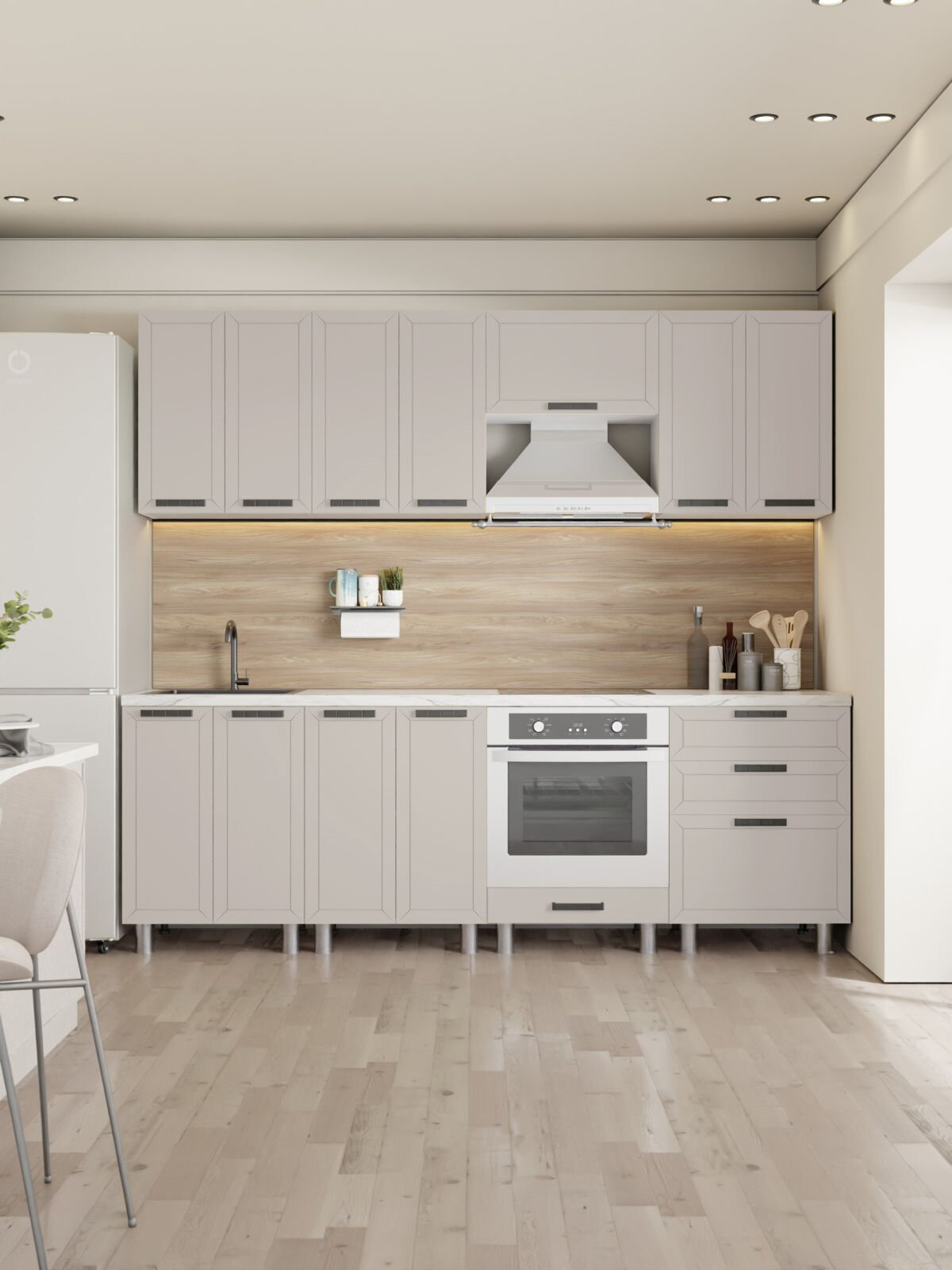 Кухонный гарнитур «Линда» 2,4м, прямой, со столешницей, мебель для кухни, без мойки, кашемир