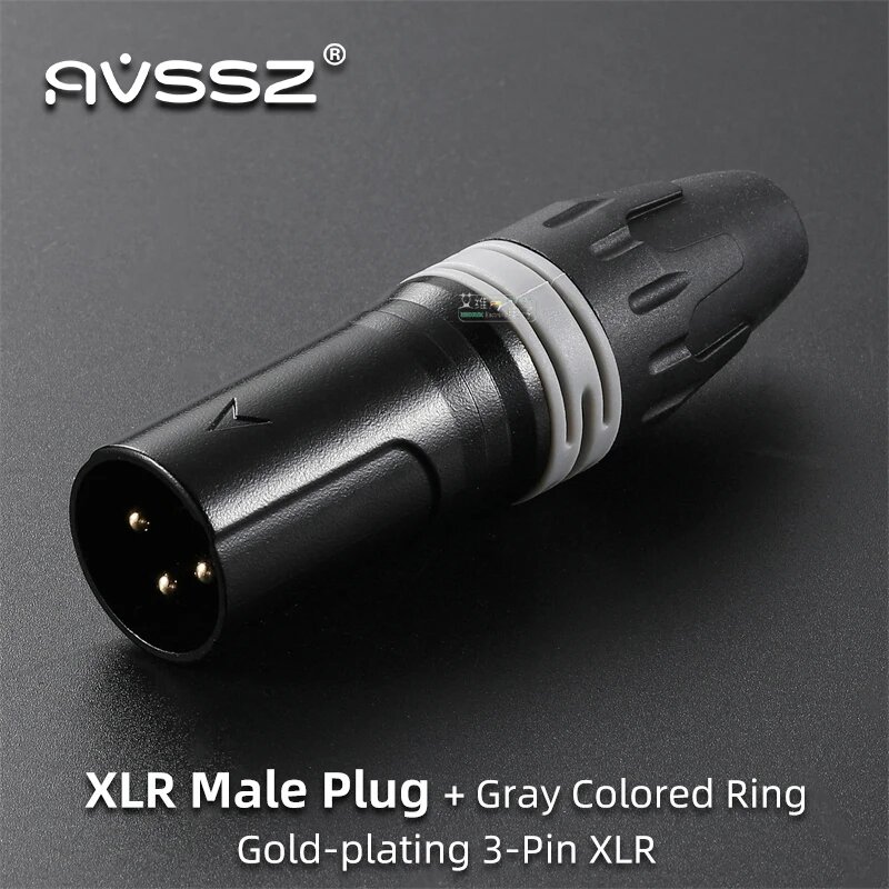XLR Male Plug + Gray Ring, 3-Pin